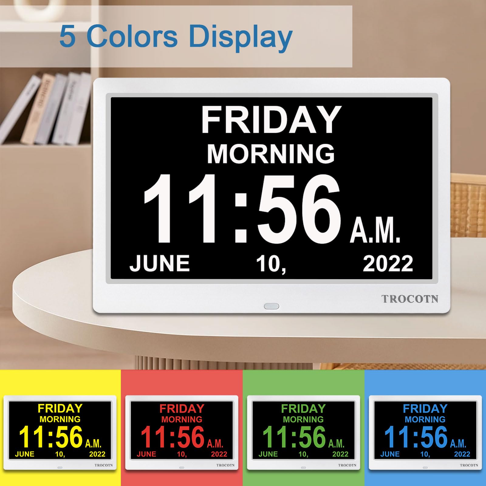 Snapklik.com : TROCOTN 10 Inches Calendar Clock Dementia Clock Large ...