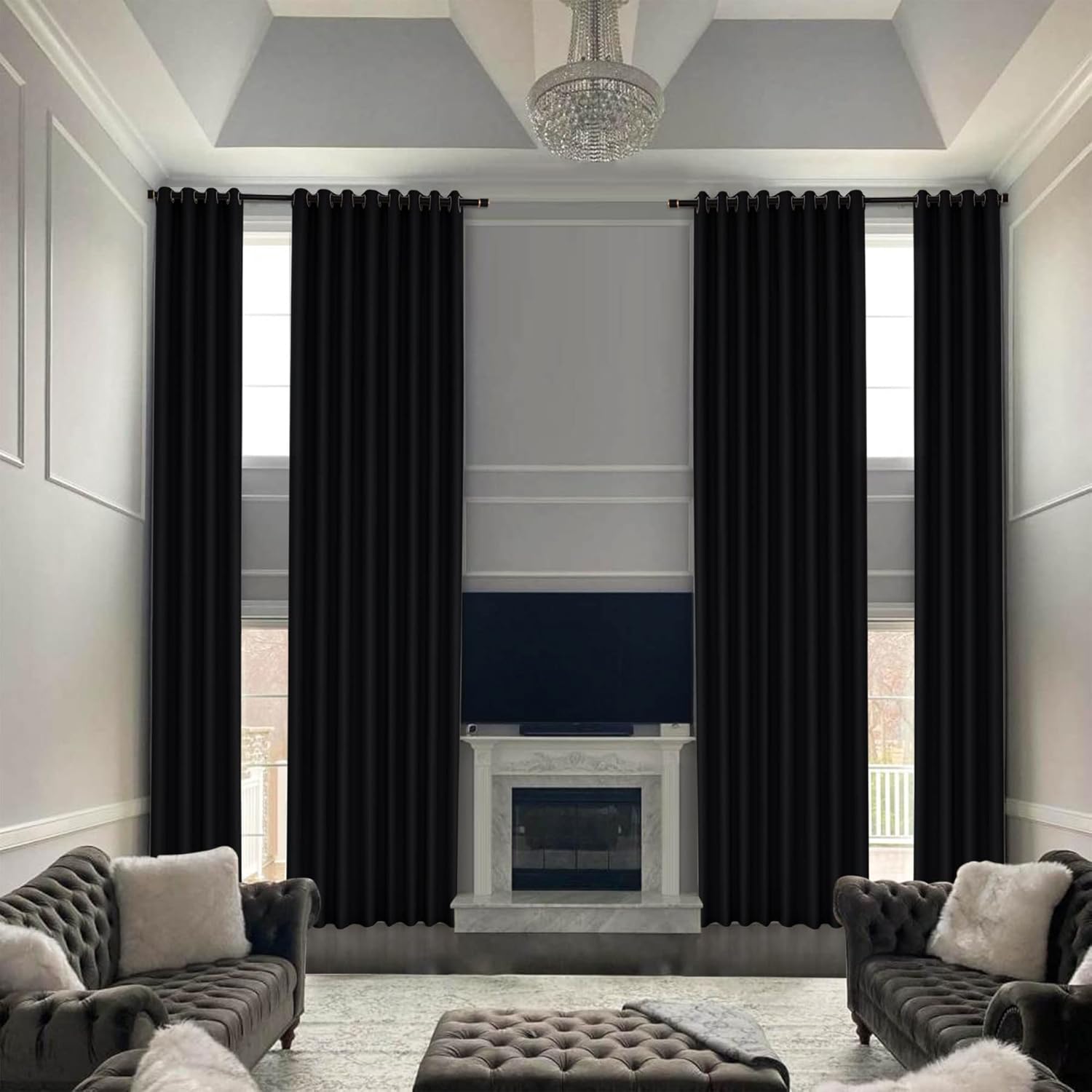 Amazon.com: Fcosie 10ft Tall Black Out Curtains for High Living Room 10 ...