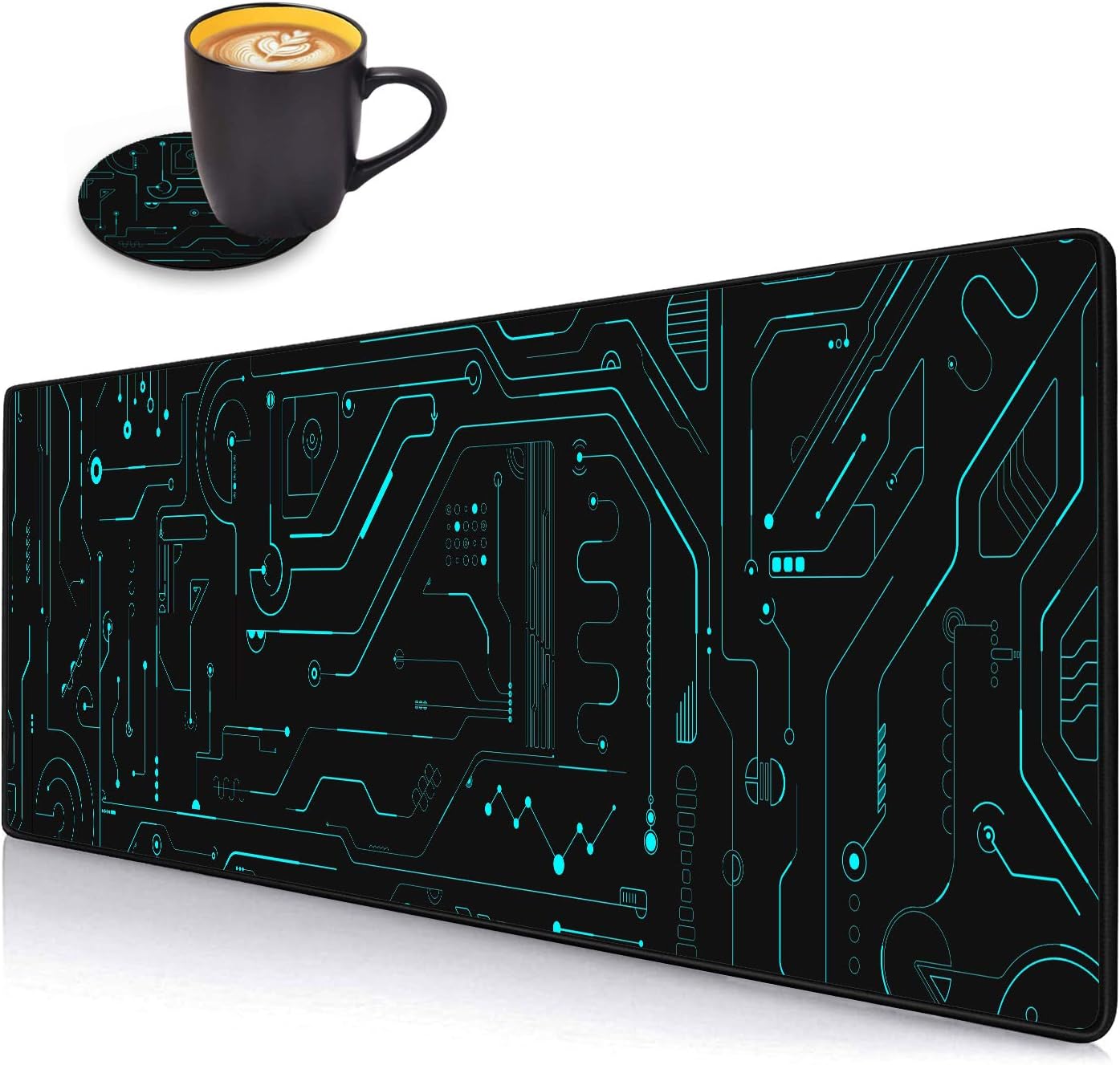 Amazon.com : Desk Pad Mat Gaming Mouse Pads with Coasters Set, Stitched ...