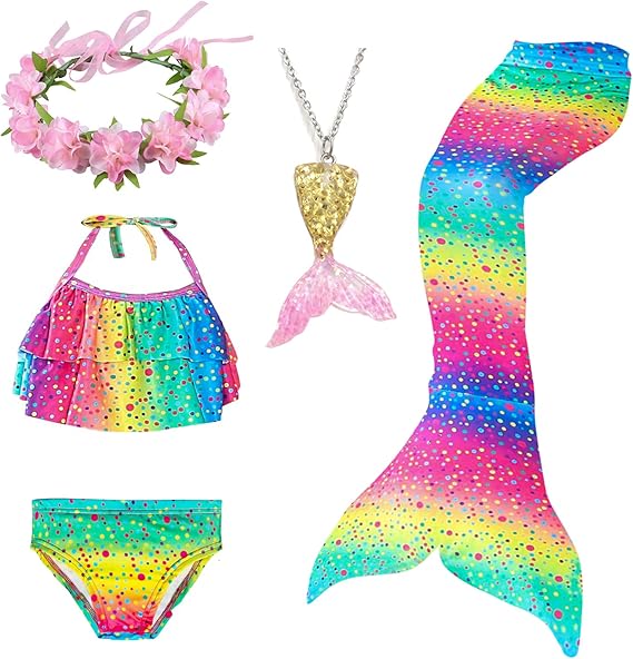 Amazon.com: Bxysxly 5Pcs Kids Swimsuit Mermaid Tails for Swimming for ...