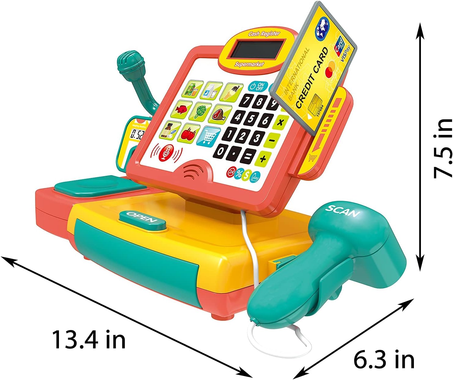 Buy SUPERHIGH Kids Cash Register Toy with Cuttable Food, Scaner ...