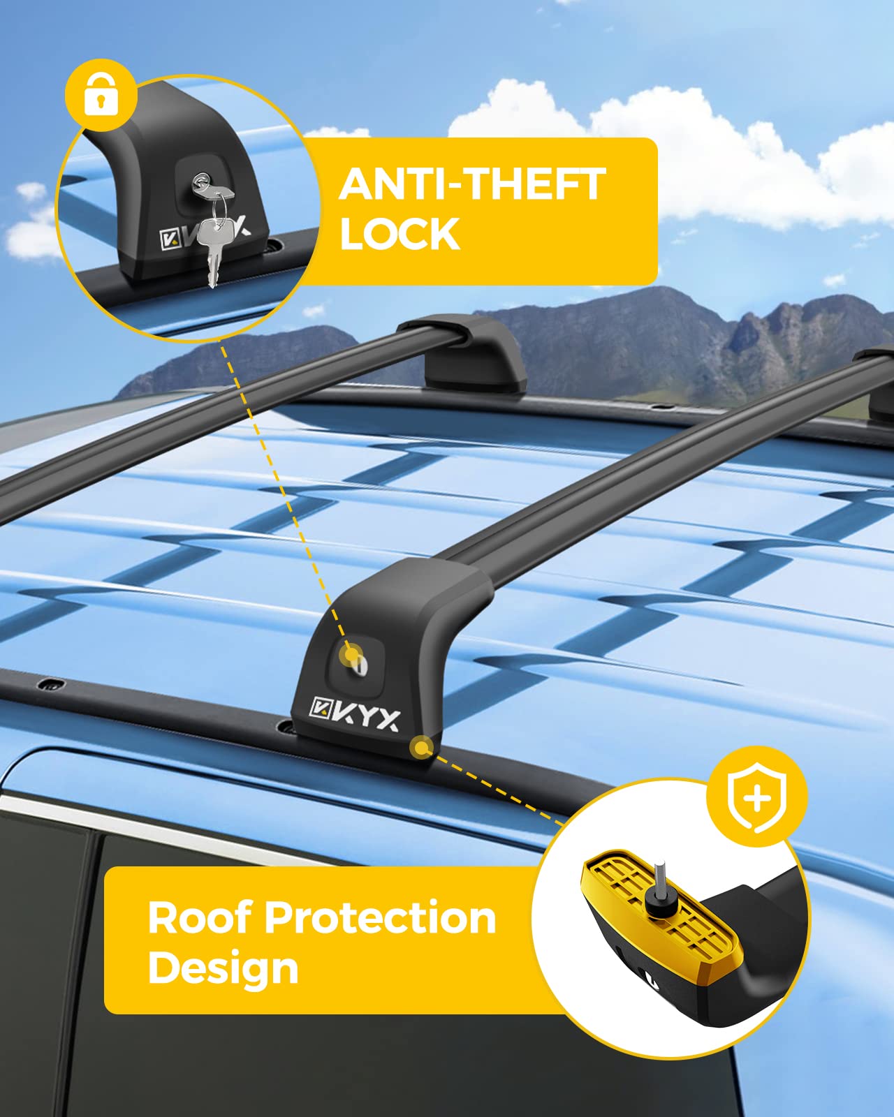 KYX Roof Rack Cross Bars for 2011-2022 Grand Cherokee Altitude/SRT ...