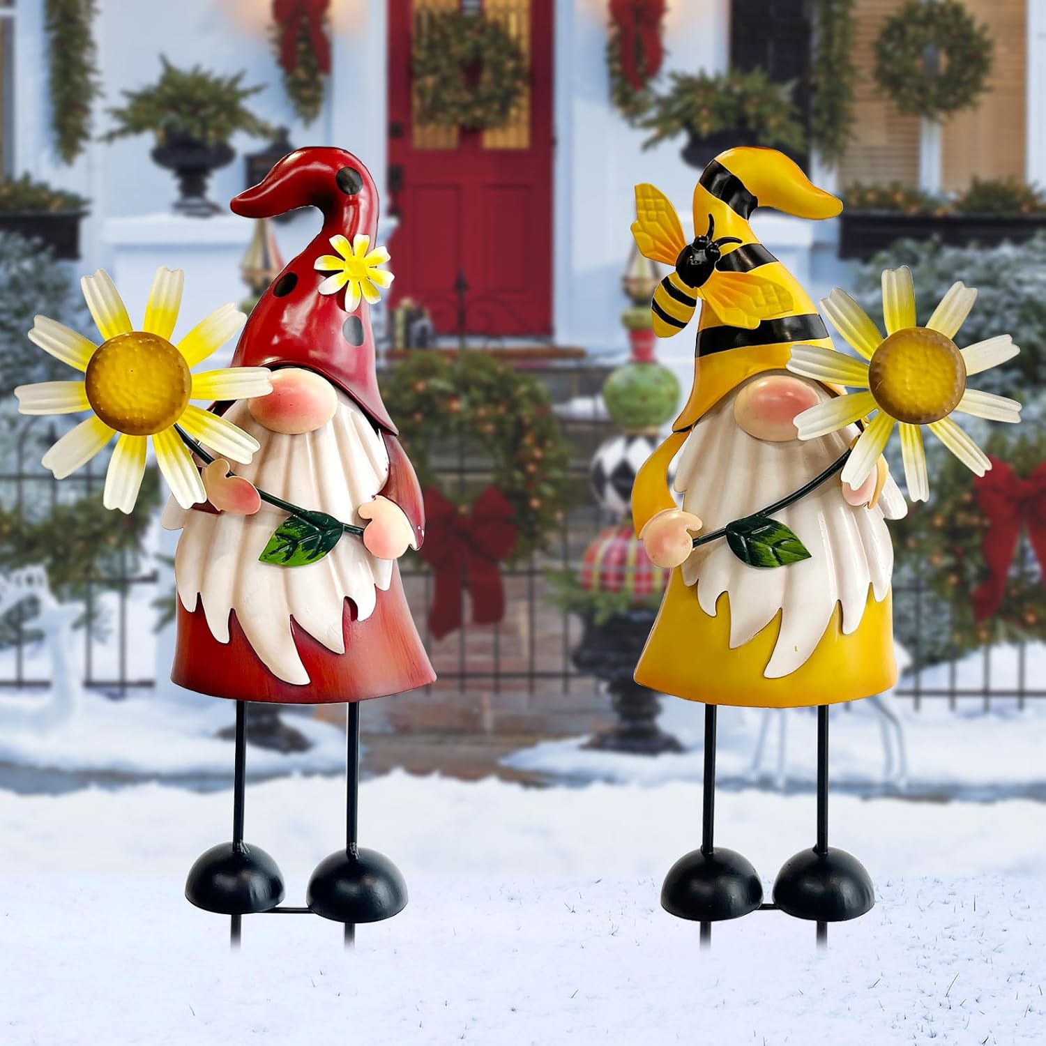 Amazon.com : HONGLAND Gnomes Decorations for Yard - Metal Gnome Outdoor ...