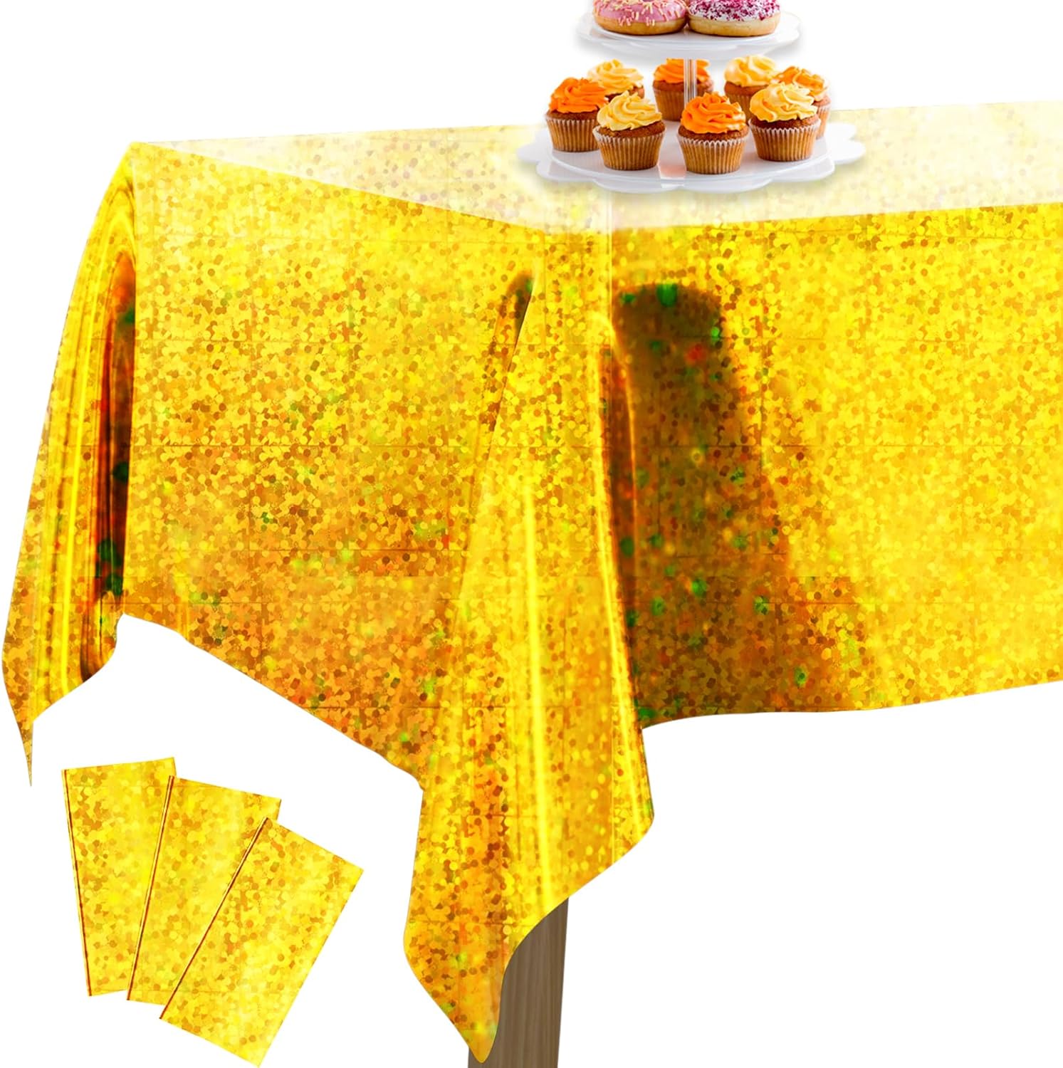 Amazon.com: PartyWoo Gold Foil Tablecloth, 3 Pack 54 x 108 Inch ...