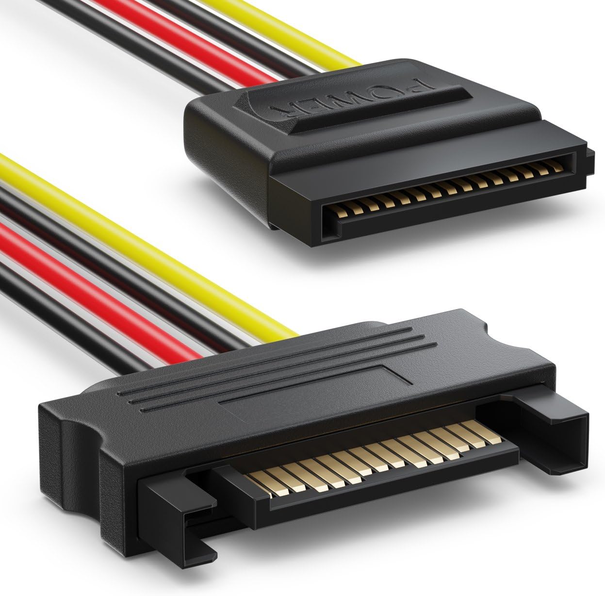 deleyCON SATA Cable Set 2x SATA III Cable with Straight Plugs + Power ...