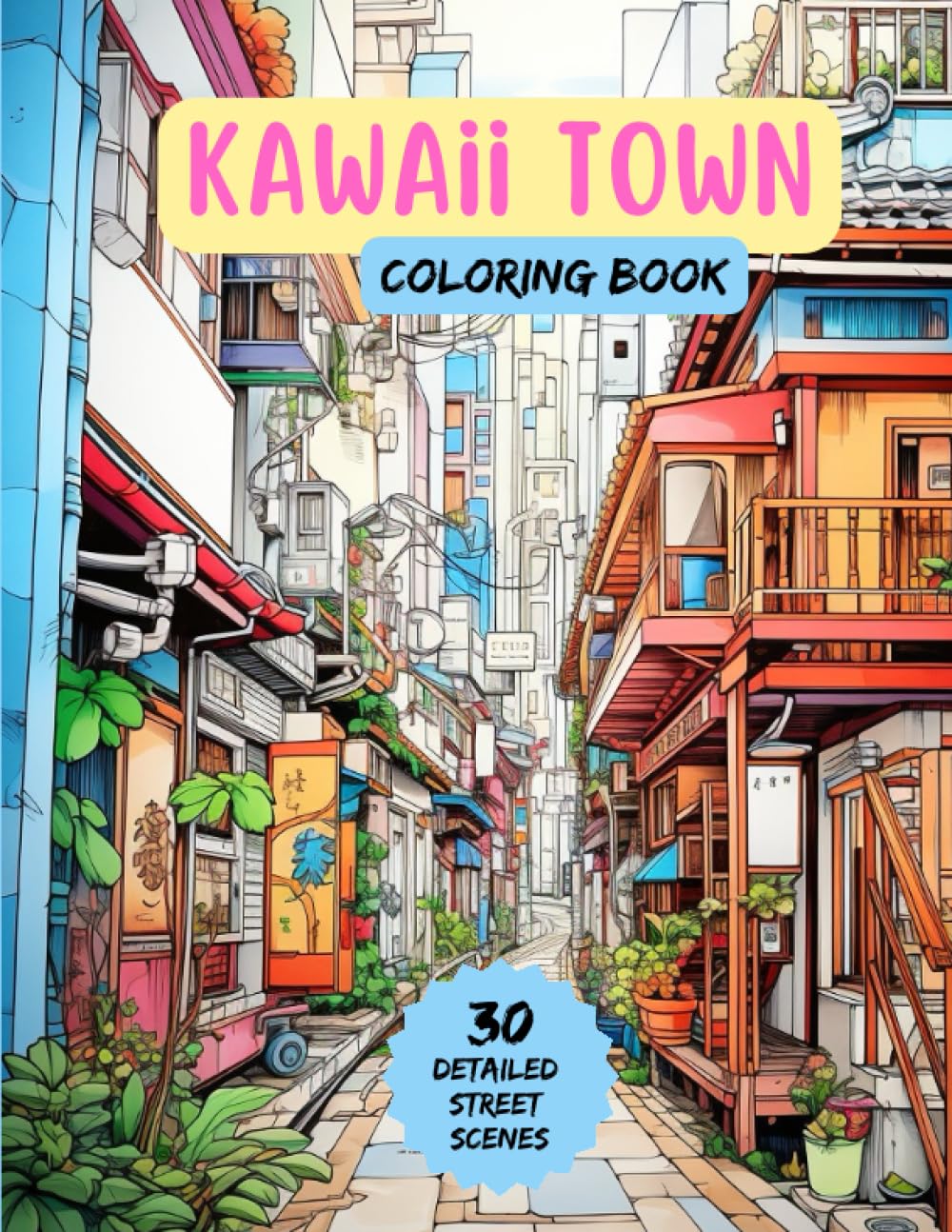 Amazon | KAWAII TOWN: An enchanting coloring book | Discosaurus | Drawing