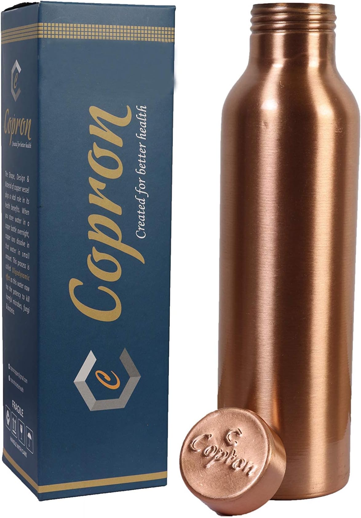 Amazon.com: COPRON Pure Copper Water Bottle 30 oz 900 ml Leak Proof ...