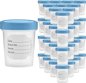 Amazon.com: Specimen Cups with Leak Proof Screw on Lids - 4oz Clear Non ...