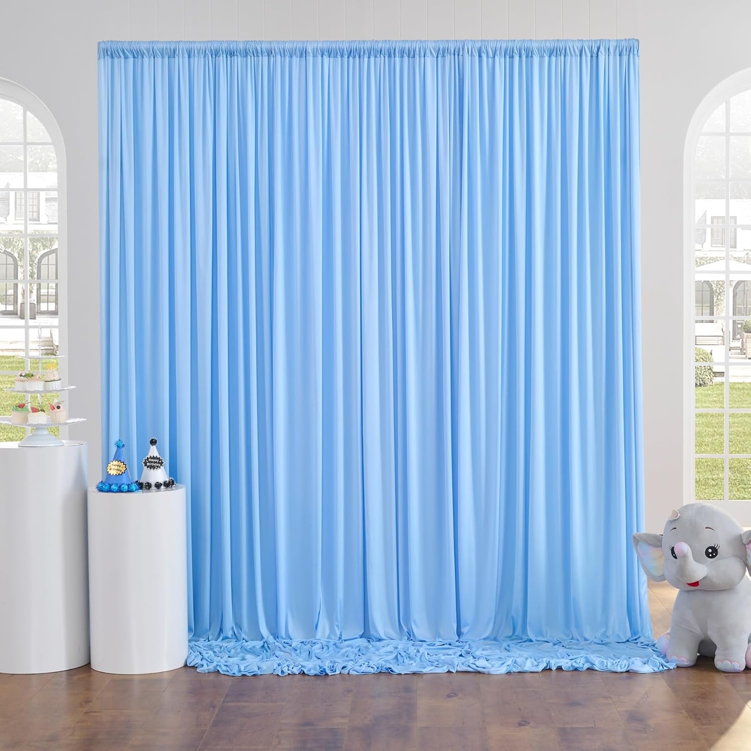Cortinas de fondo de color azul bebé de 10 x 8 pies, sin arrugas, para ...