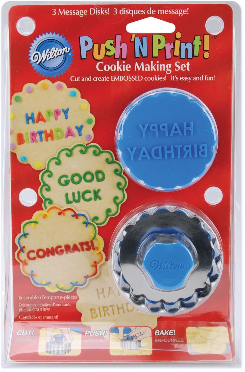 Amazon.com: Wilton Push N Print Cookie Cutter Set: Cookie Stamp: Home ...