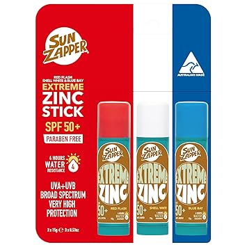 Amazon.com: Sun Zapper Extreme Zinc Sunscreen Stick 3-Pack SPF 50+ Red ...