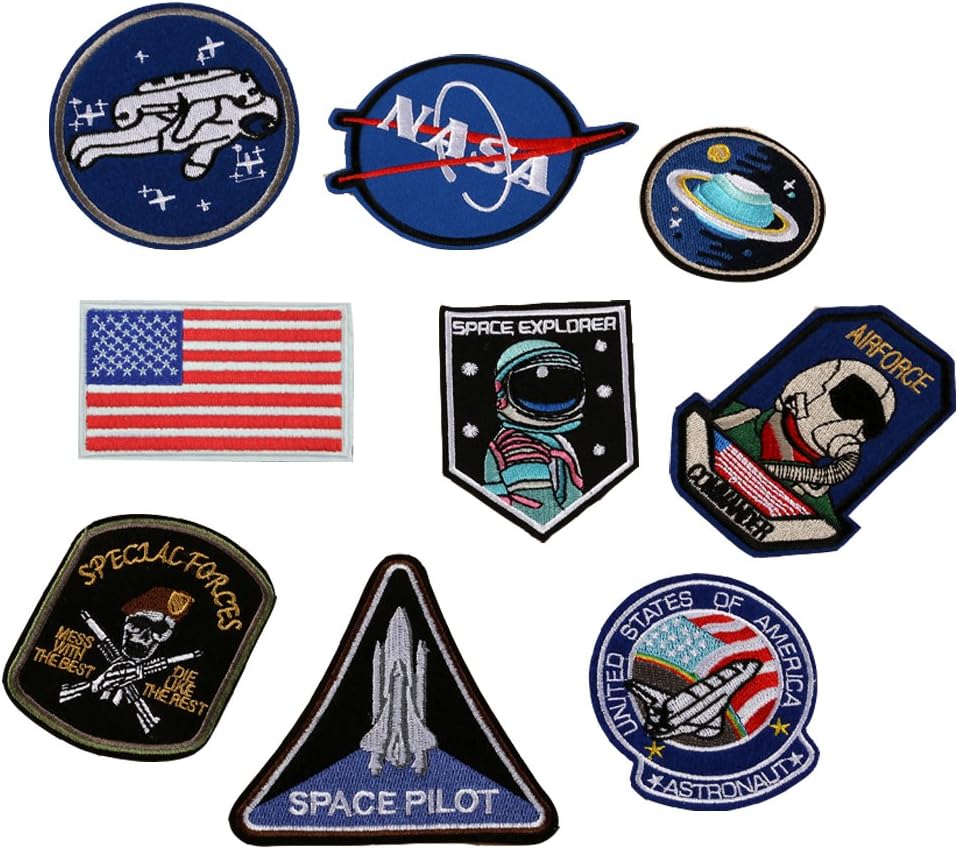 XUNHUI Space Astronaut and Flag Patches Embroidered Iron on Patches for ...