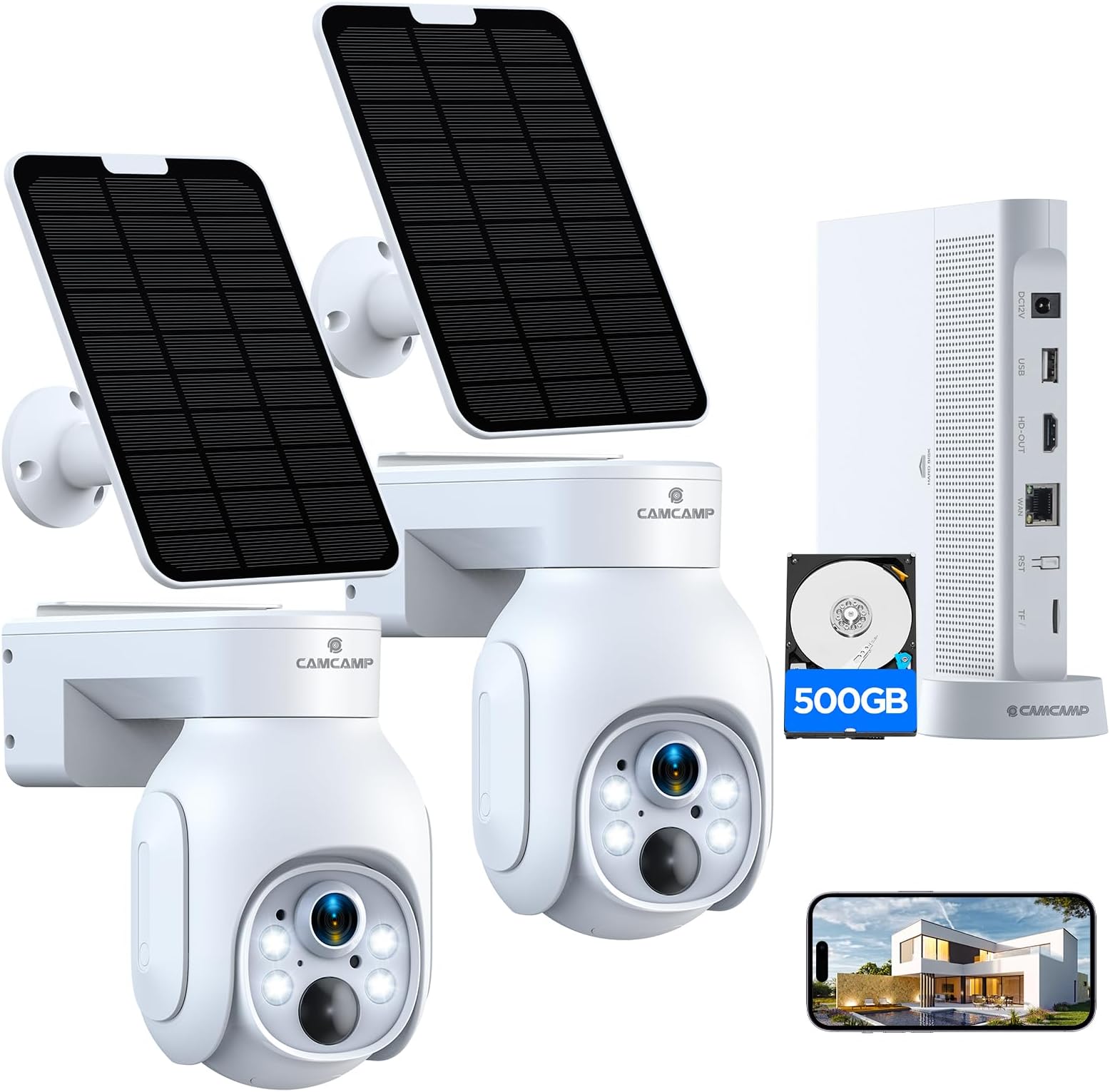 Amazon.com : CAMCAMP Security Cameras Outdoor Wireless, Solar-Powered ...