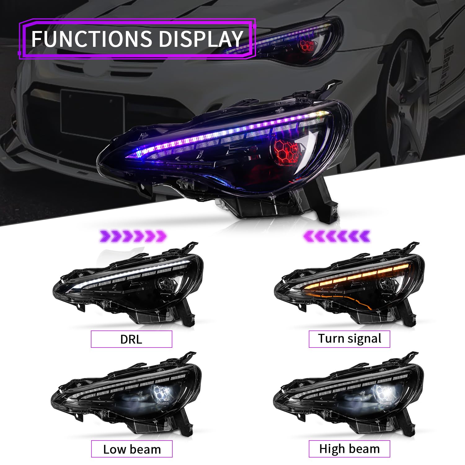 Archaic Projector Headlights for Toyota 86 GT86 2012-2021/Subaru BRZ ...