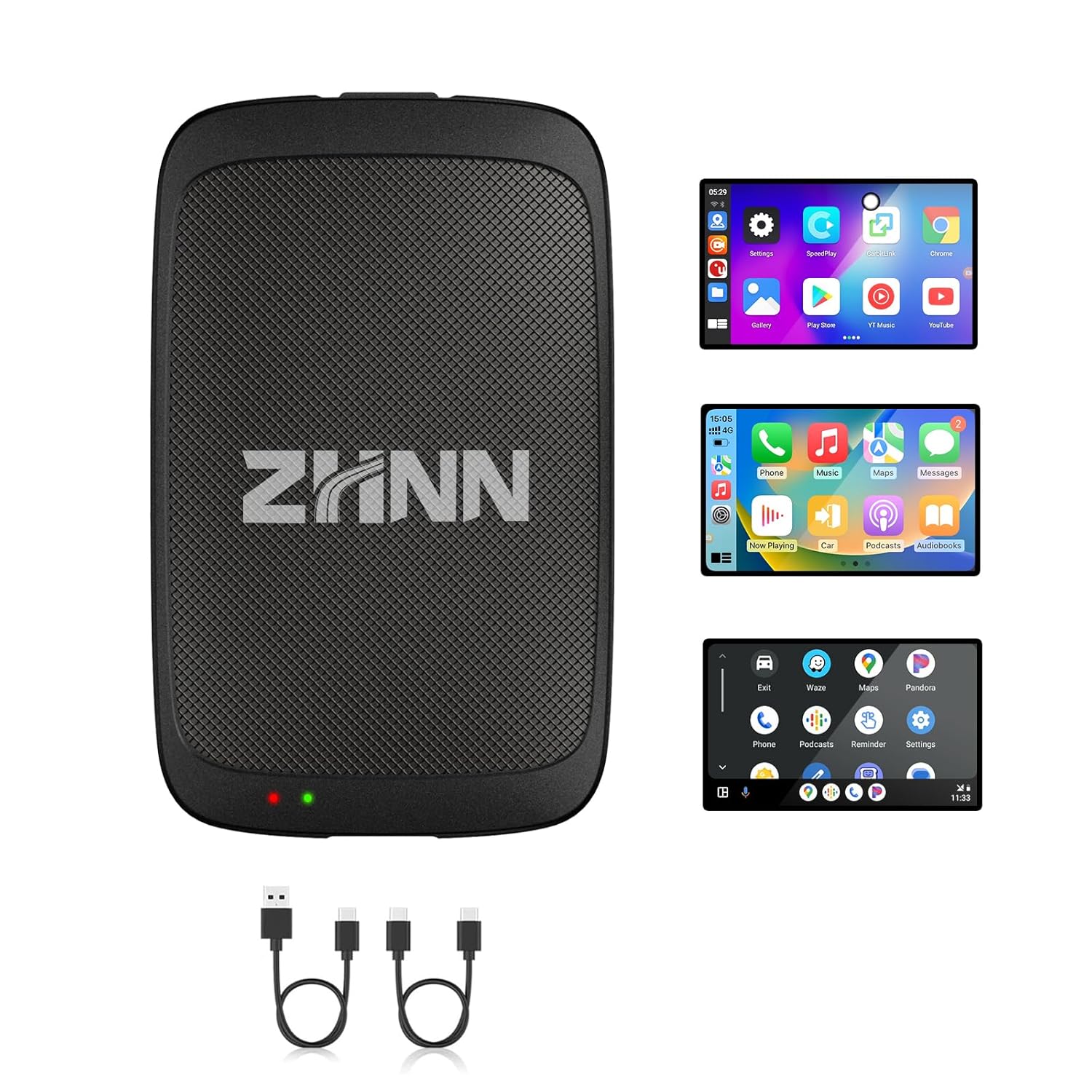 ZHNN Carplay AI Box with Android System, Wireless CarPlay Android Auto ...