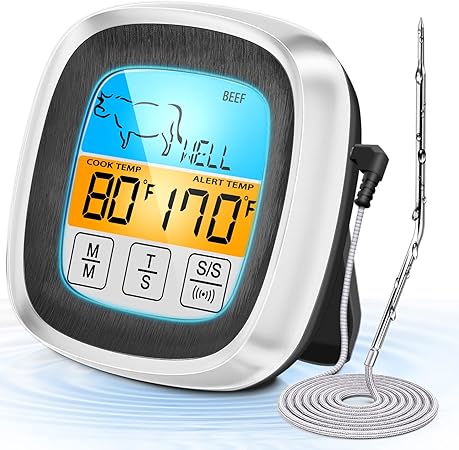 Review Probe Digital Cooking Meat Thermometer Large LCD Backlight ...