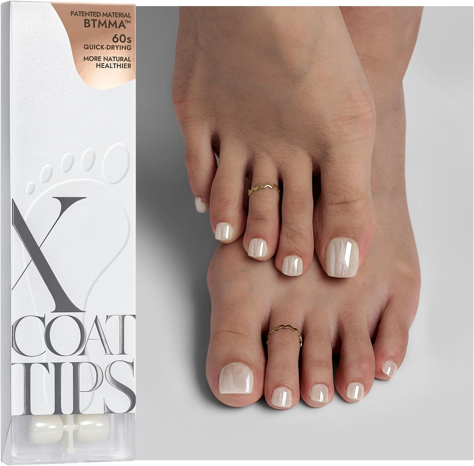Amazon.com: btartboxnails XCOATTIPS Toe Nail Tips - Short Chrome Press ...