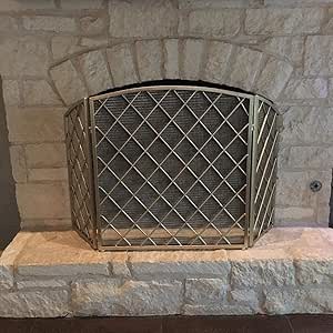 Amazon.co.jp: Fireplace Screen Extra Wide Firegate with Diamond Grille ...