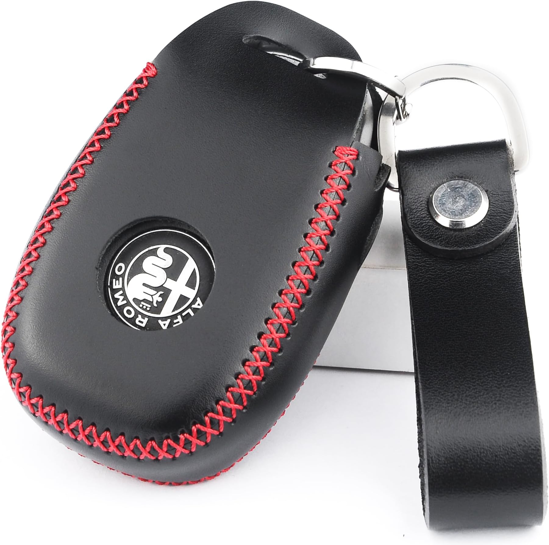 Amazon.com: fit Alfa Romeo Key Case,Car Tag Black Leather Material ...