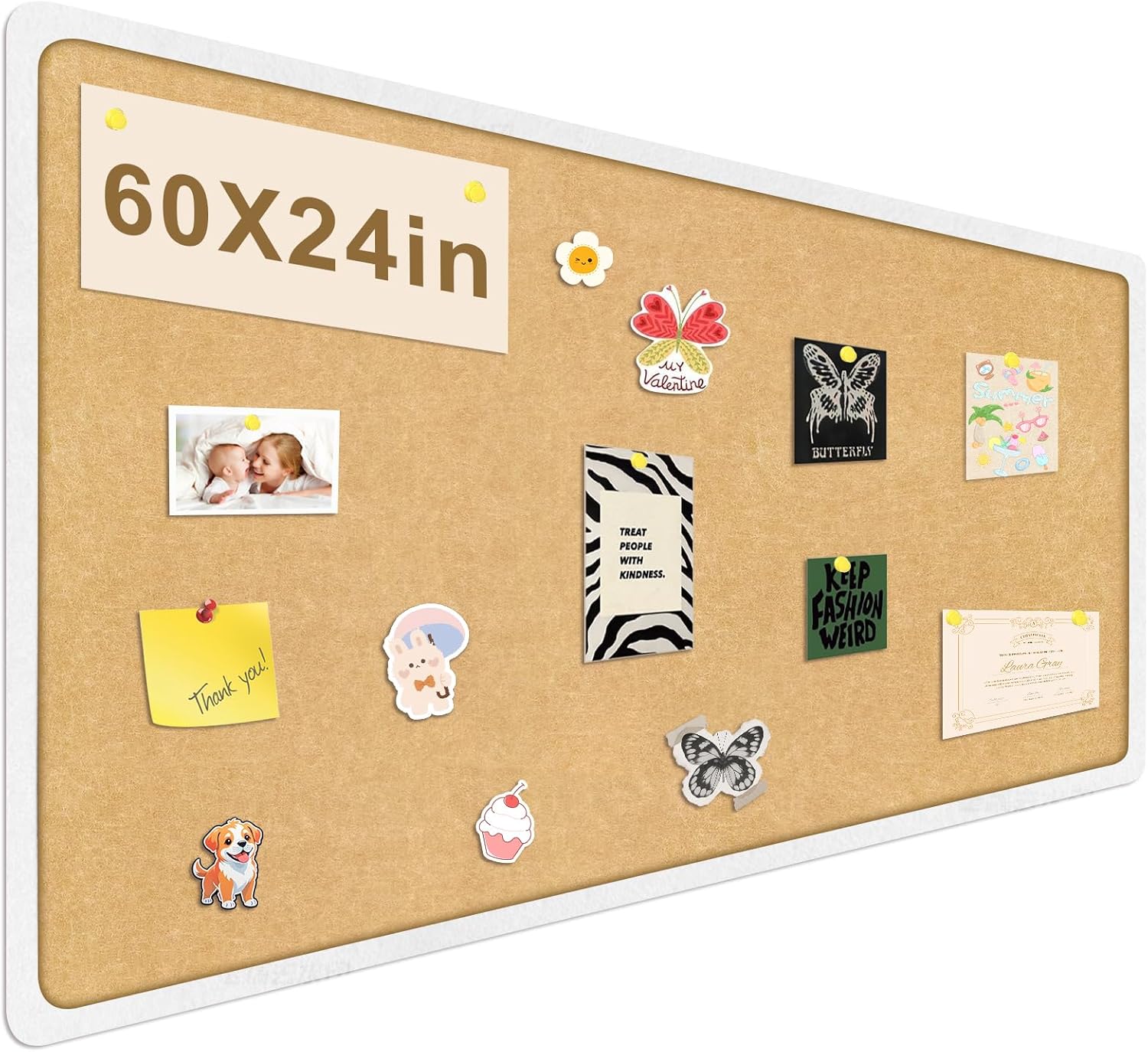 Amazon.com: Bulletin Board, 60 x 24 in Felt Pin Board - Cork Board ...