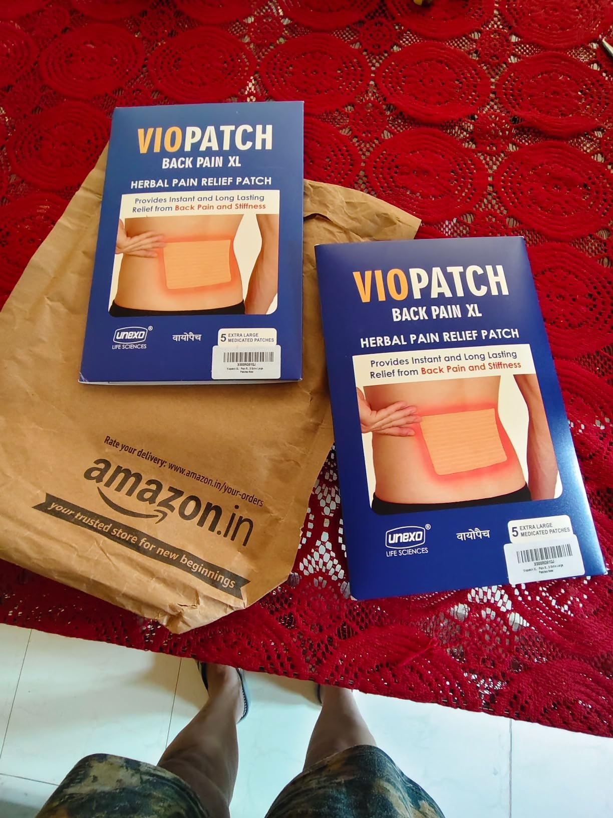 Viopatch Herbal Back Massager Pain Relief Patch XL - Pack of 5 Extra ...
