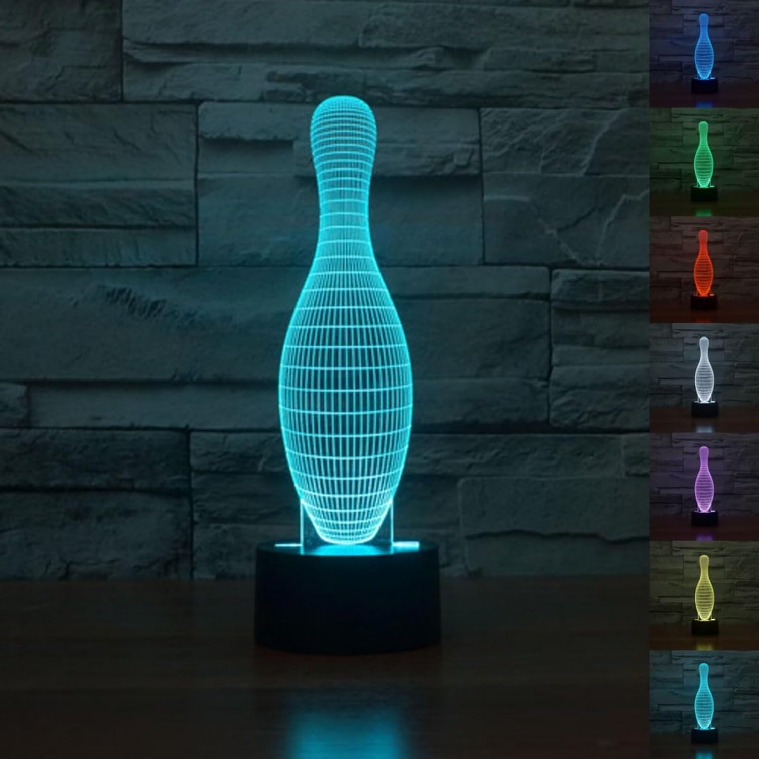 BVAZTVP 3D Bowling LED Table Desk Lamp,Optical Illusion Night Light,7 ...