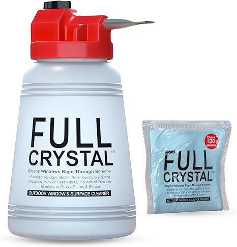 Full Crystal Window Cleaning Kit- 4 oz Glass Cleaner and Bottle with ...