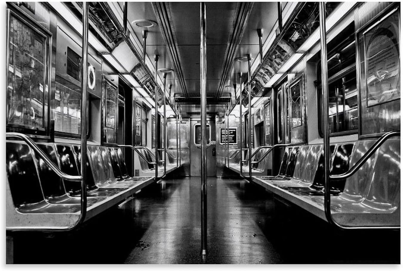 Amazon.com: VStrohVibe Black And White Photo Of A New York City Subway ...