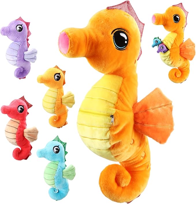 Amazon.com: Shappy 5 Pcs Seahorse Stuffed Animals Set 17 Inch Mommy ...