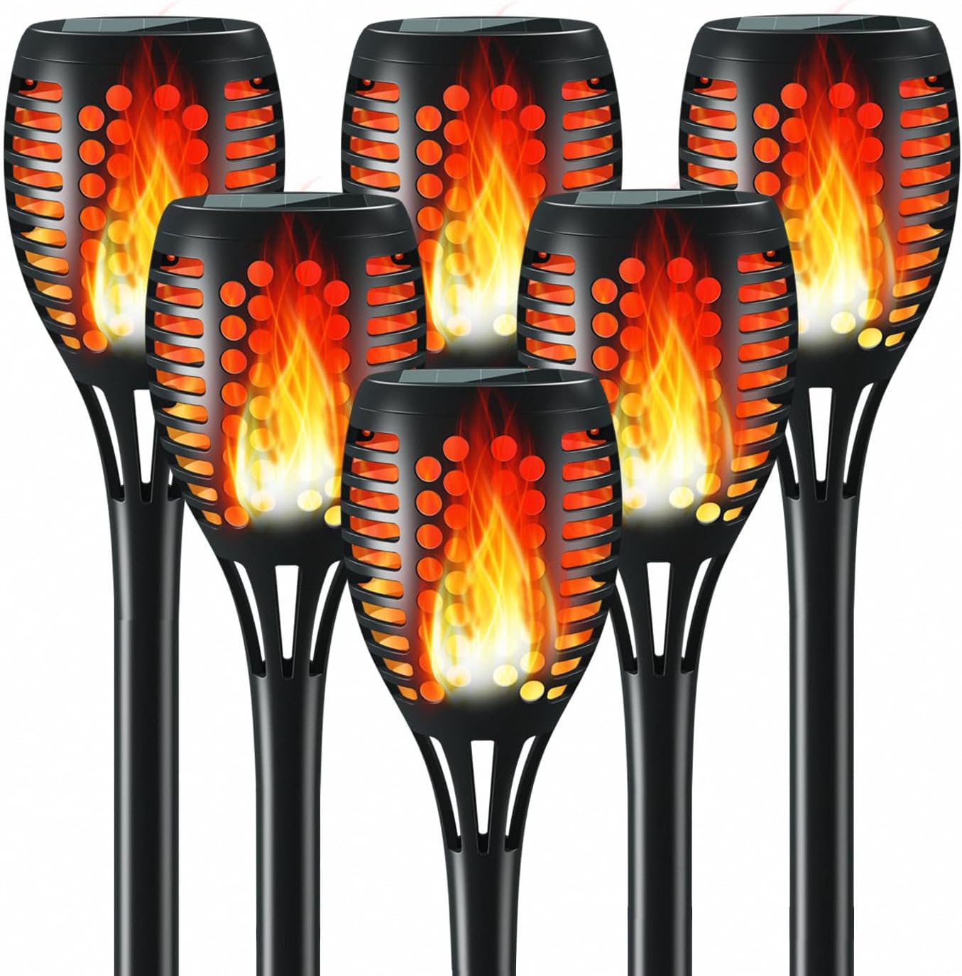 Solar Outdoor Lights - Flickering Flame, Waterproof, Yard & Patio (6Pcs ...
