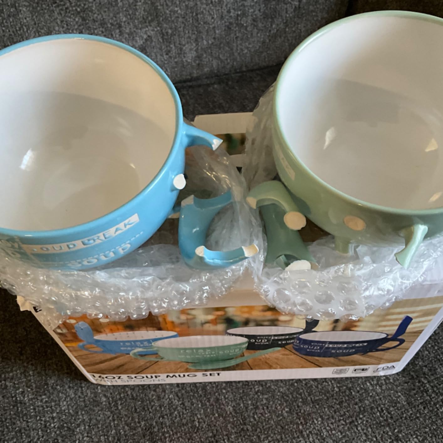Amazon.com: 8 Piece Ceramic Deluxe 16 oz. Soup Mug Set - Relax : Home ...