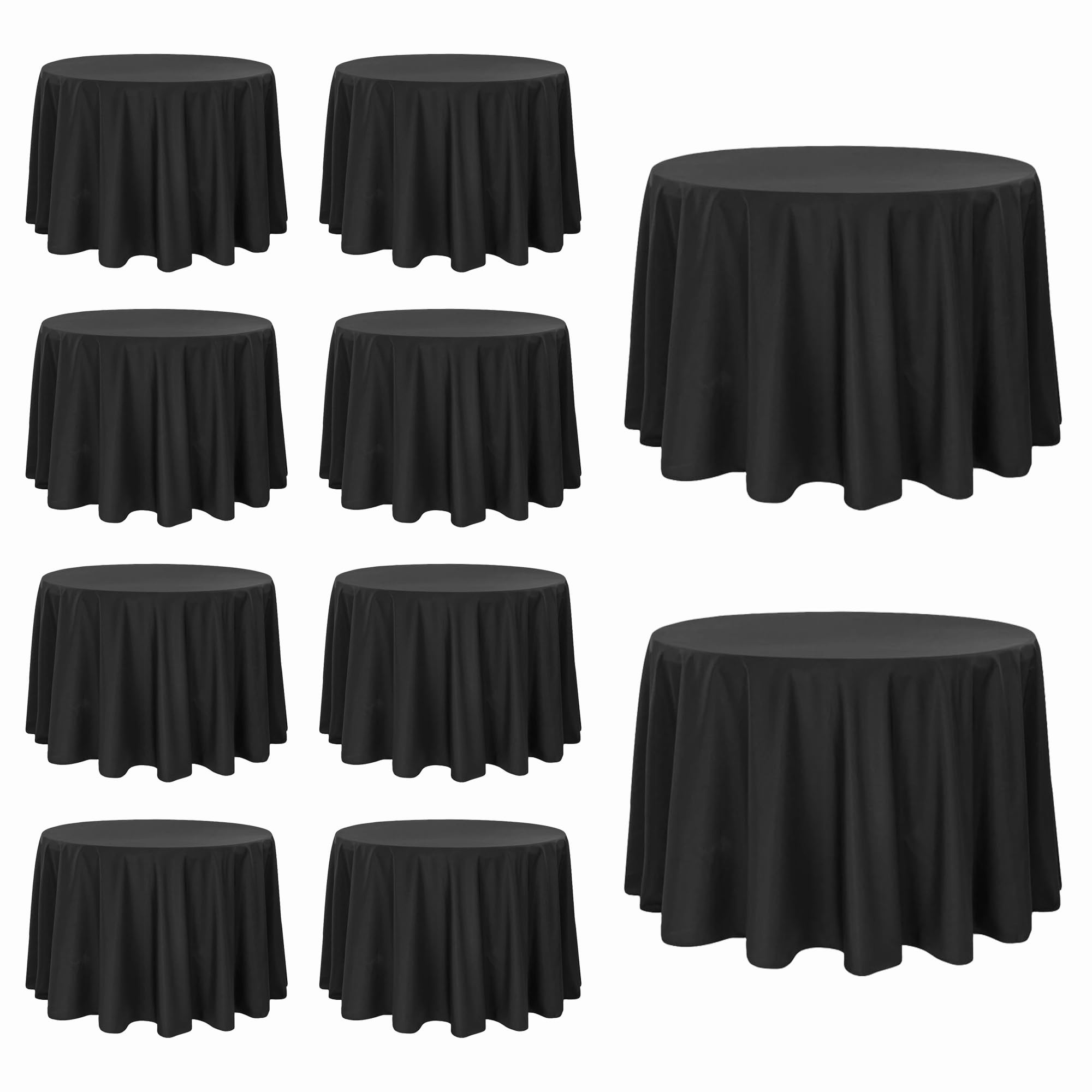 Amazon.com: 10 Pack Black Round Tablecloths, 120 Inch Stain Resistant ...