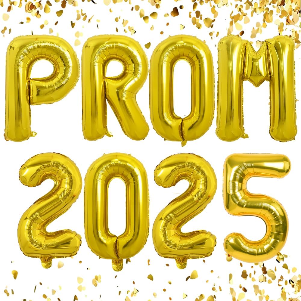 Amazon.com: TONIFUL Prom 2025 Balloons - 32 Inch Gold Prom Letter Foil ...