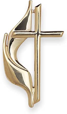 Amazon.com: Solid 10K Yellow Gold Large Methodist Cross Lapel Pin for ...