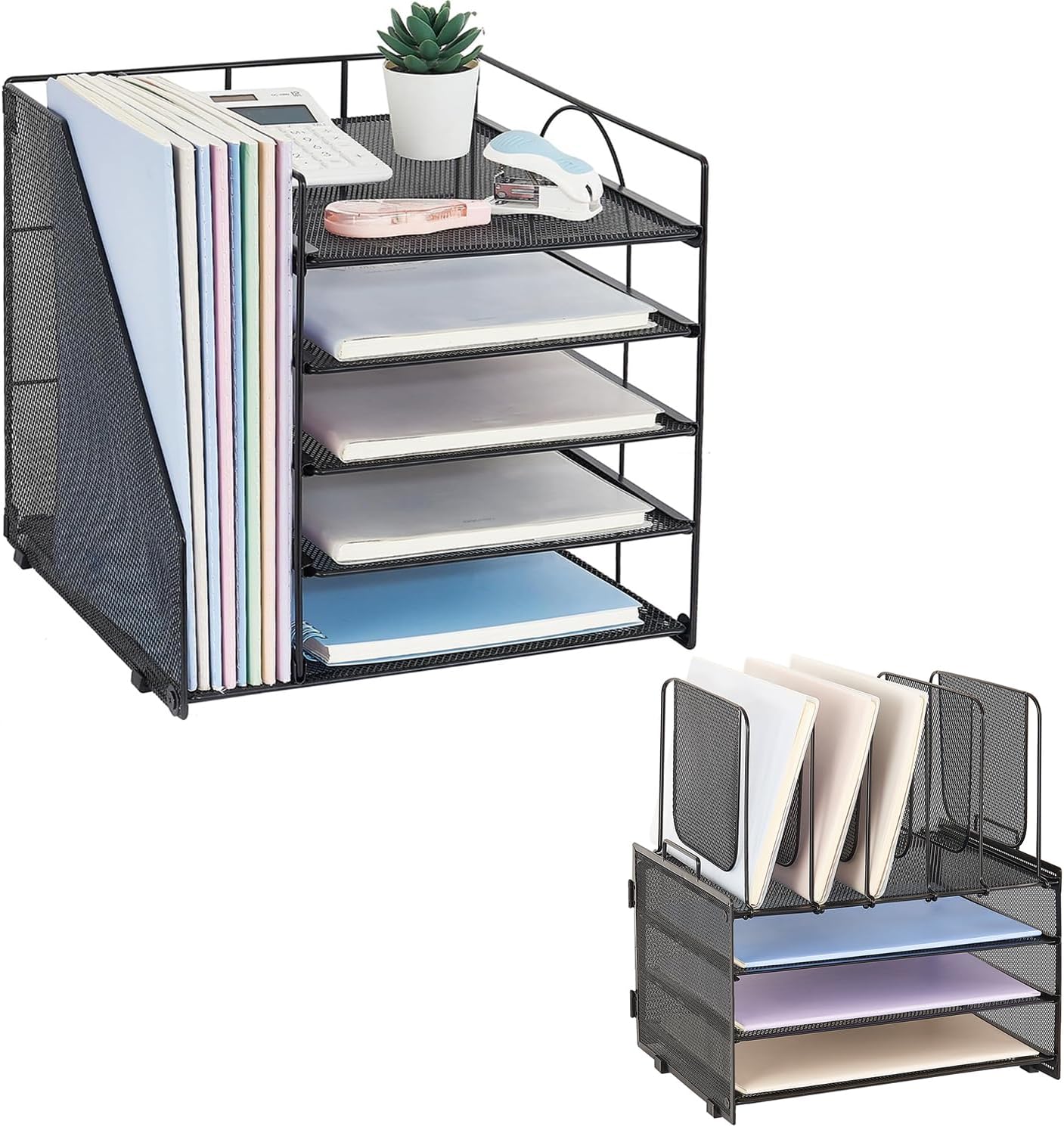 Amazon.com: LEKETREE 5-Tier Paper Letter Tray Organizer + 3-Tier File ...