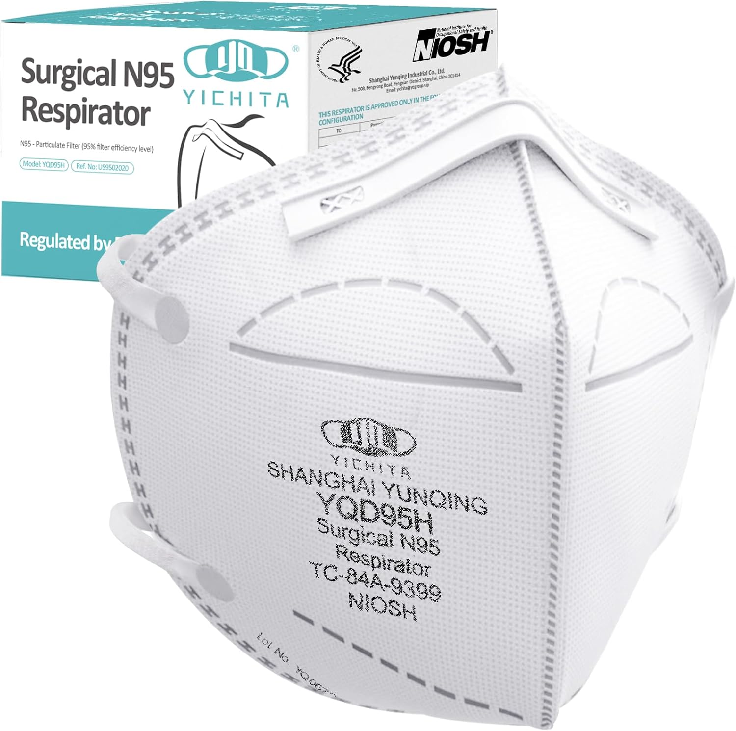Amazon.co.jp: [YQ YICHITA] N95マスク 25枚 米国NIOSH承認 個包装 折畳式 頭掛け式 立体マスク 使い捨て ...