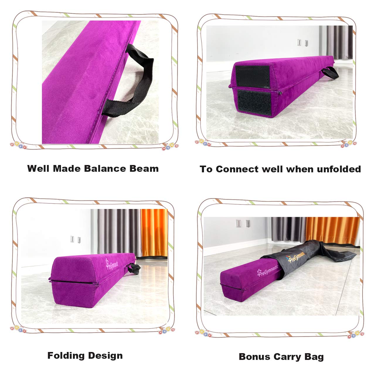 Snapklik.com : PreGymnastic Folding Balance Beam For Kids 3-12-Foldable ...