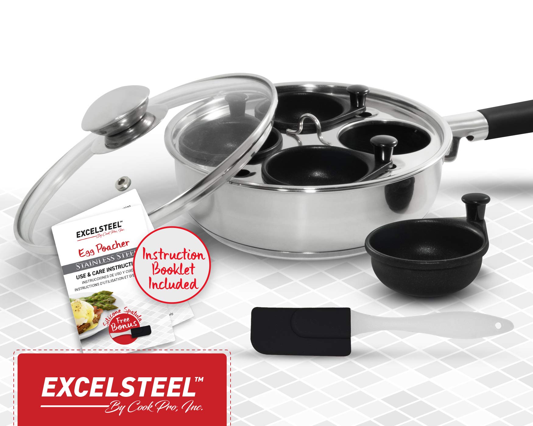 4-cup Induction Poacher EXCELSTEEL 4-Cup Egg Poacher - Non Stick ...