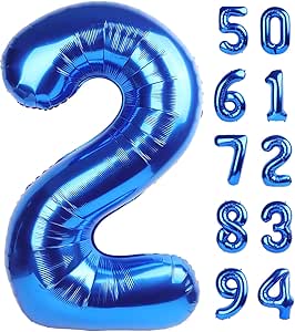 Amazon.com: Navy Blue 2 Balloon, Number Balloon 40 Inch, Two Number ...