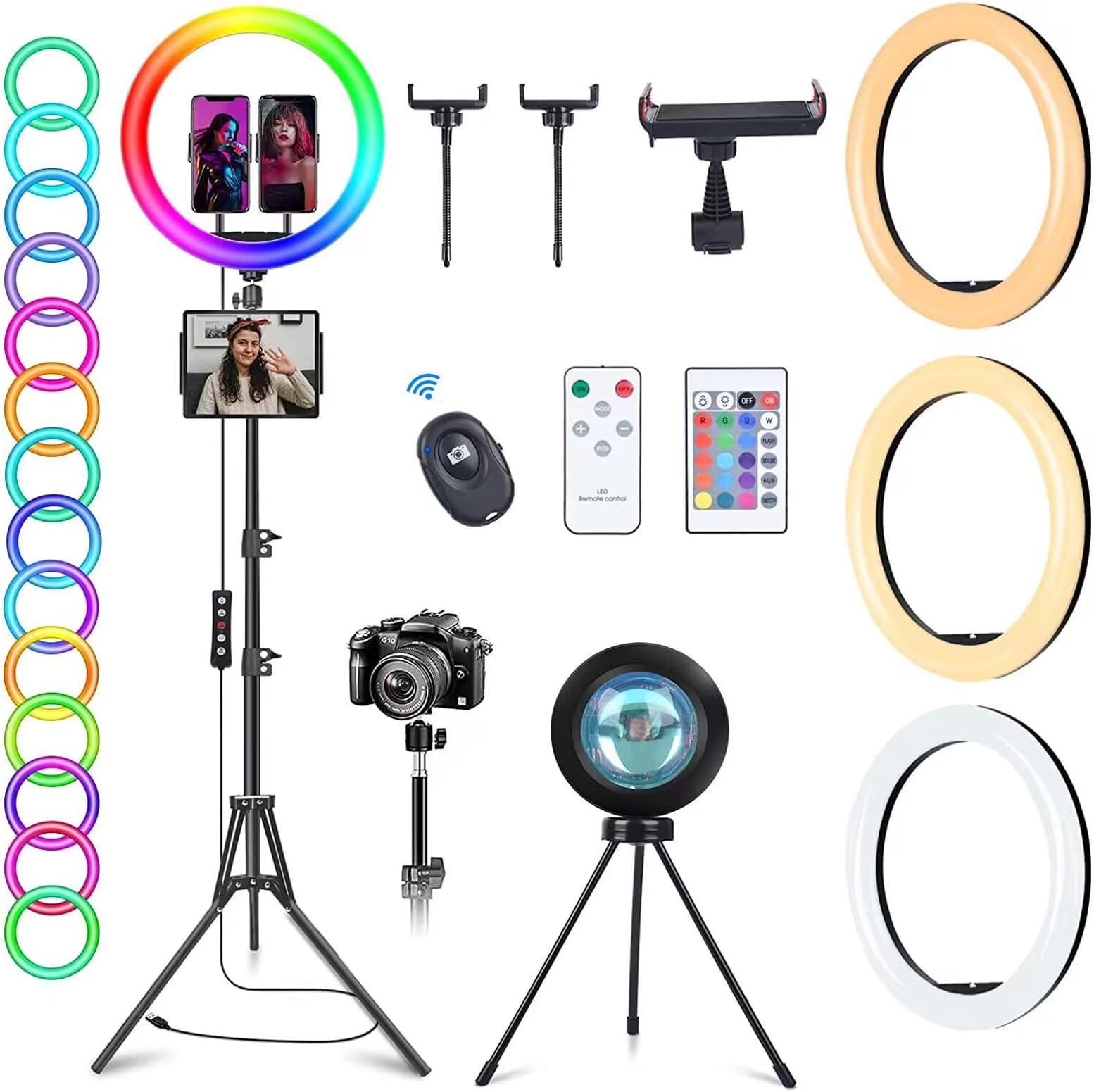 Amazon.com: 13" Selfie Ring Light with 76" Tripod Stand & 3 Phone ...