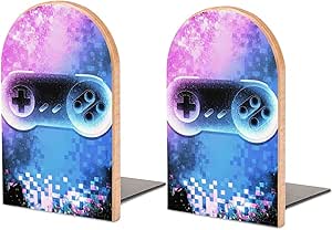 Amazon.com: Game Controller Book Ends, Wood Bookends for Shelves,Non-Skid Beech Bookends for ...