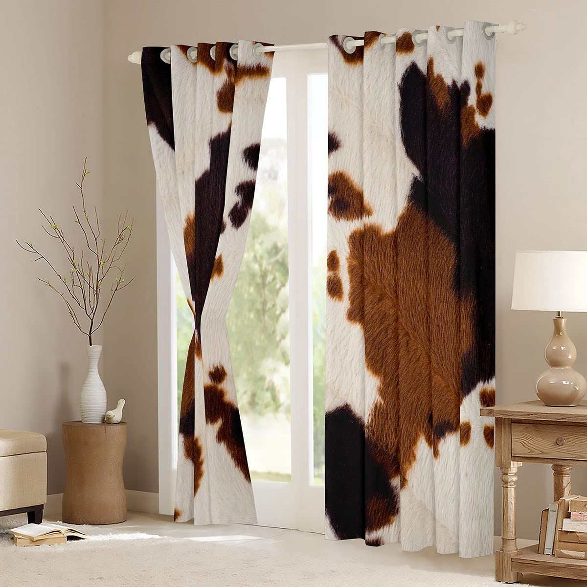 Erosebridal Cowhide Window Curtain Western Farm Animal Fur Window ...