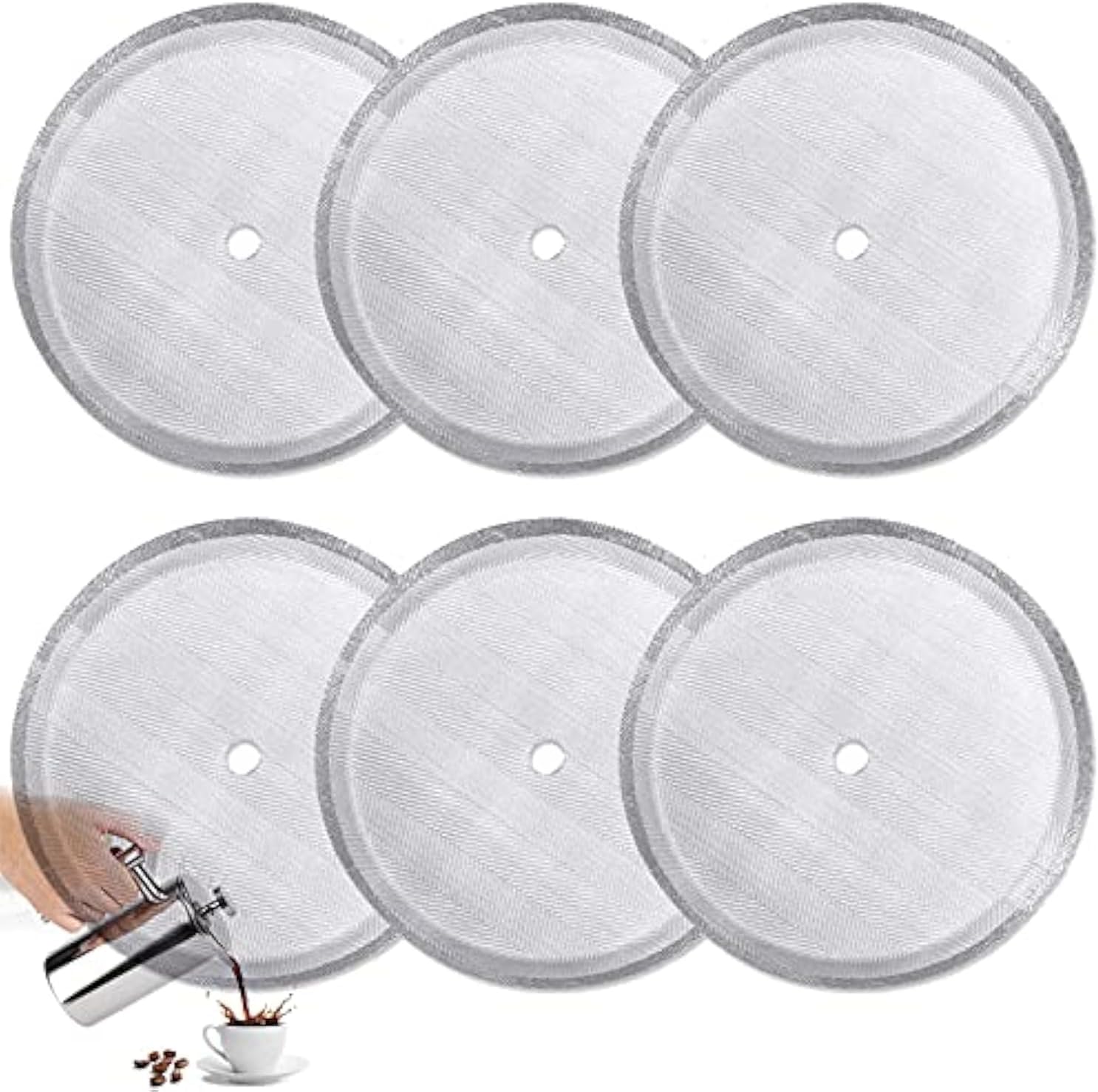 Amazon.com: Boao 6 Pieces French Press Replacement Filters Mesh Filters ...