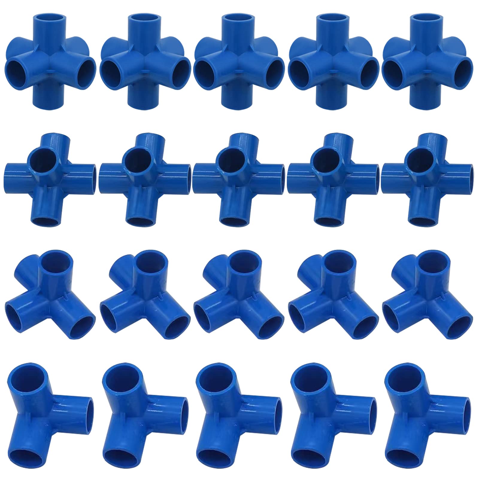 Buy 20 Pack 1/2" PVC Elbow Fittings,3 Way 4 Way 5 Way 6Way PVC Pipe ...