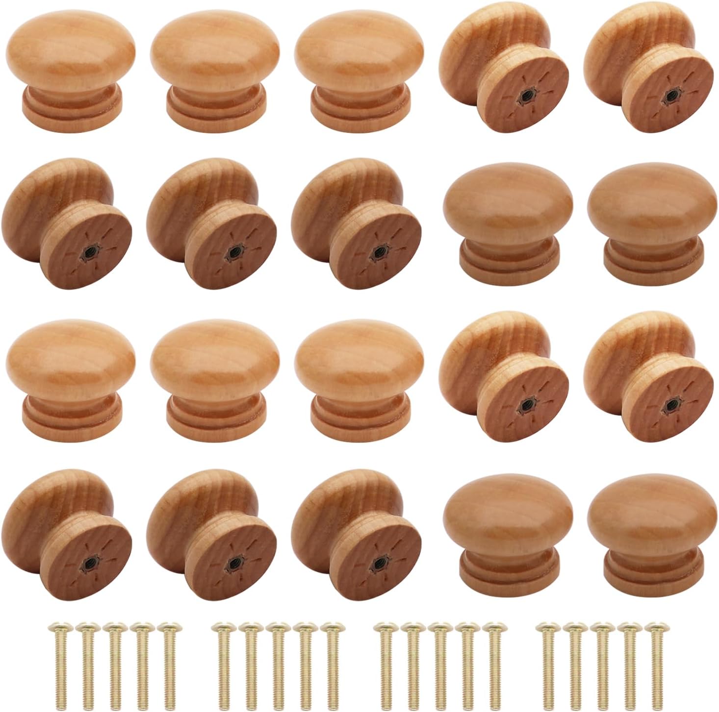 Eokoaiee 15 Pack Wooden Ball Knobs Wood Balls Handles Pulls for Cabinets Cupboard Dresser ...