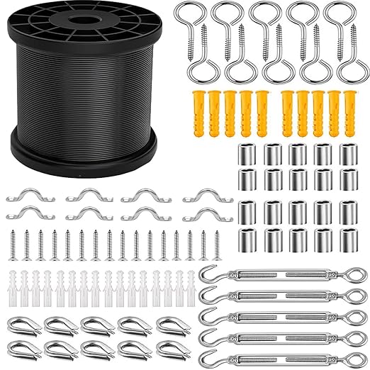 Amazon.com: String Light Hanging Kit,Gudie Wire for Outdoor Stringi ...