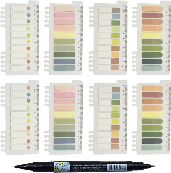 Amazon.com : YOUDEFUL 1600pcs Translucent Sticky Note Tabs, Morandi ...