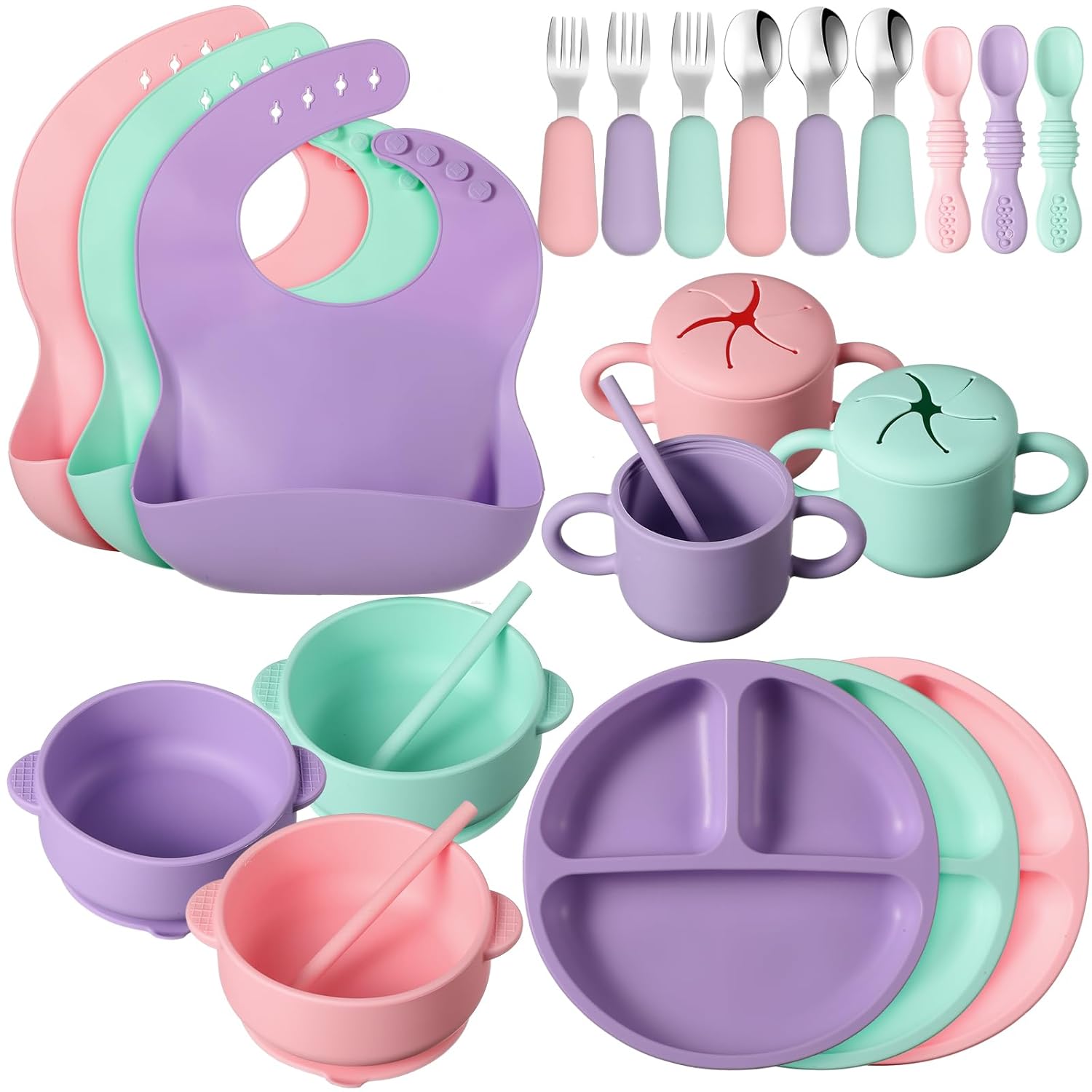 Amazon.com: 24 Pack Silicone Baby Feeding Set Baby Led Weaning Supplies ...