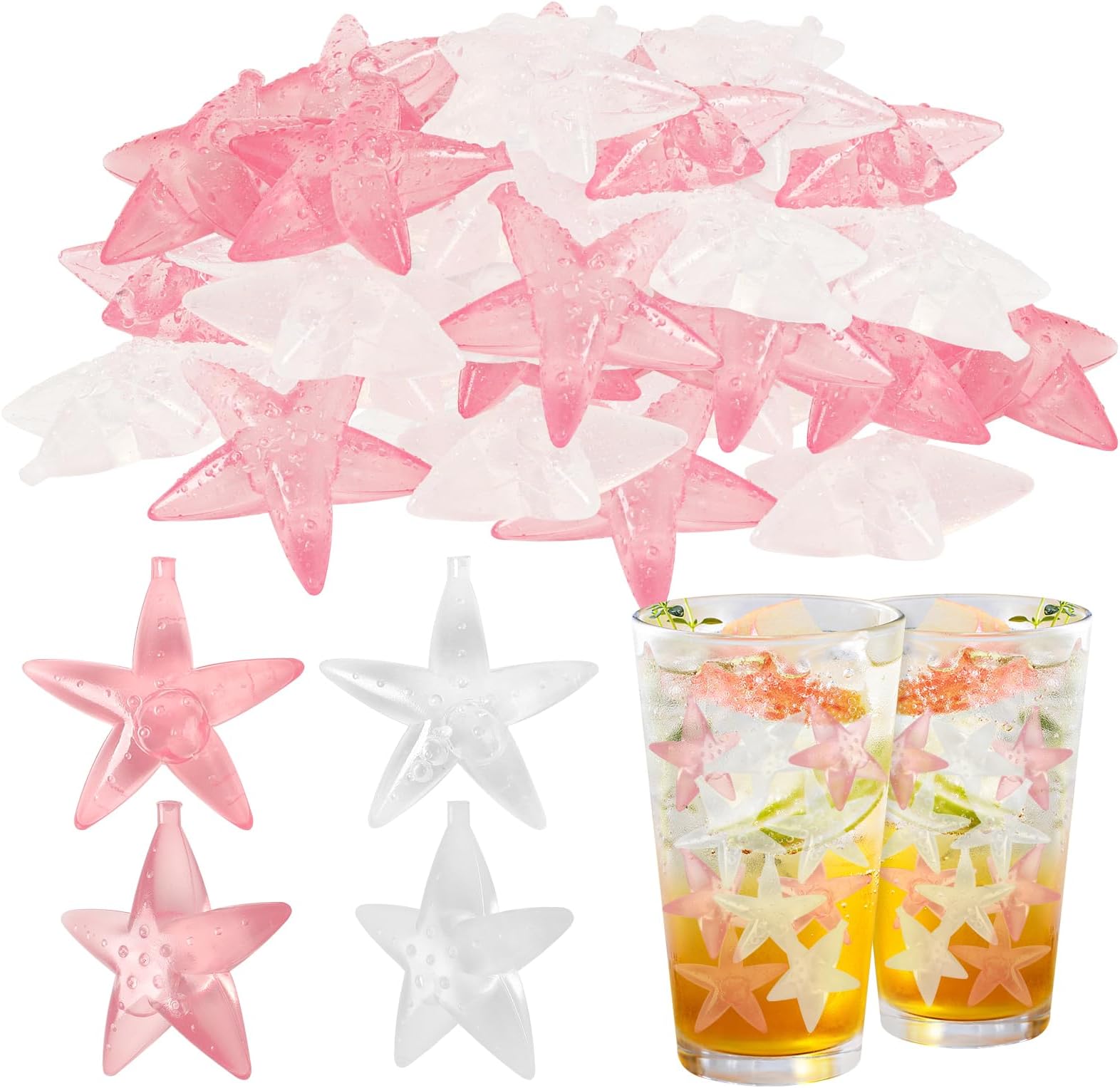Amazon.com: popokk 40 Pack Reusable Ice Cubes Starfish Shape ...