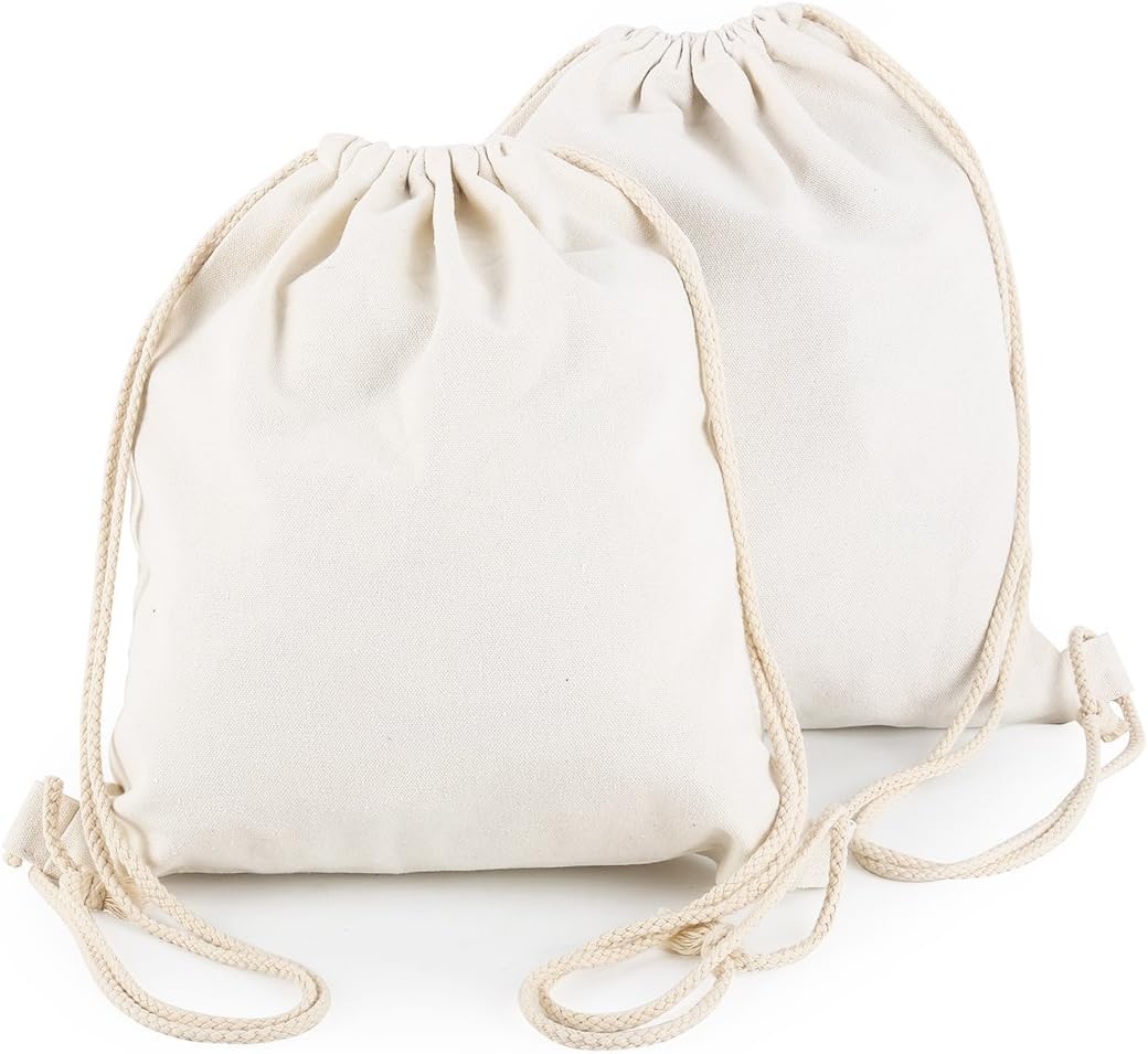 Amazon.com | (12 Pack) Set of 12 Durable Cotton Canvas Drawstring ...